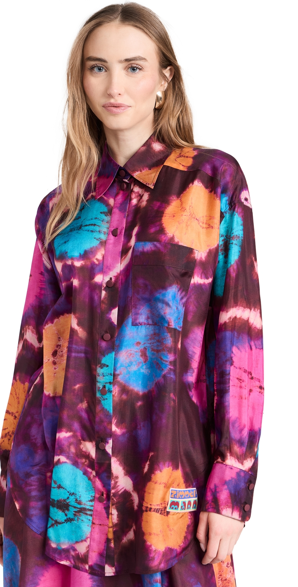 Zimmermann Acadian Body Shirt In Tie Dye Multi - 60% Off